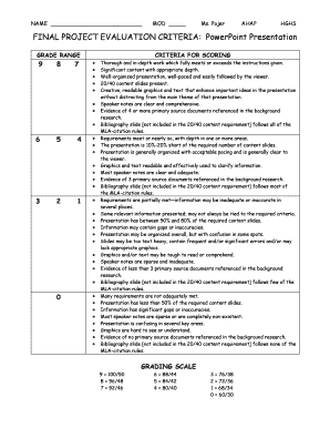 Fillable Online FINAL PROJECT EVALUATION CRITERIA: PowerPoint ...