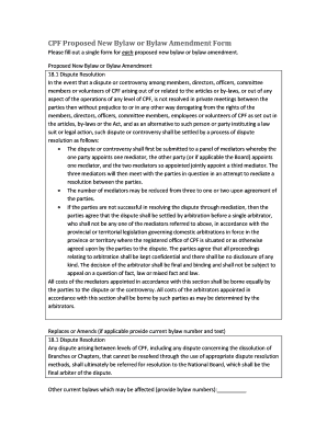 Fillable Online Proposed New Bylaw or Bylaw Amendment Fax Email Print ...