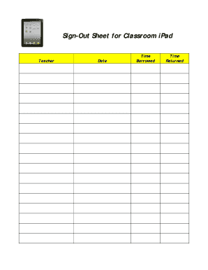 Fillable Online Sign-Out Sheet for Classroom iPad - North Lamar Fax ...
