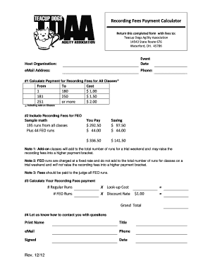 Fillable Online Recording Fees Payment Calculator Fax Email Print ...