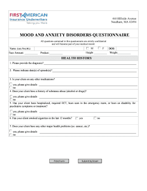 Fillable Online mood and anxiety disorders questionnaire Fax Email Print - pdfFiller