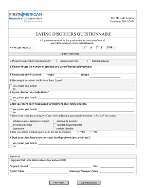 Fillable Online EATING DISORDERS QUESTIONNAIRE - FAIU Fax Email Print ...