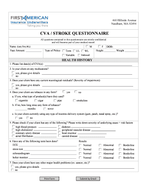 Fillable Online CVA- stroke Fax Email Print - pdfFiller