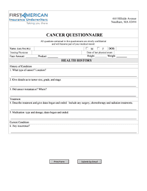 Fillable Online cancer questionnaire Fax Email Print - pdfFiller