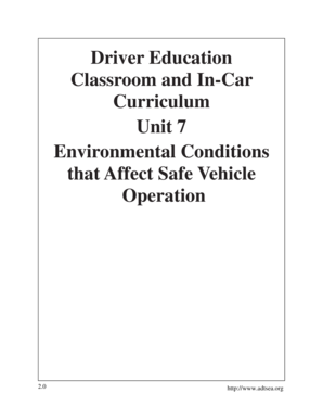 Fillable Online adtsea Driver Education Classroom and In-Car Curriculum ...