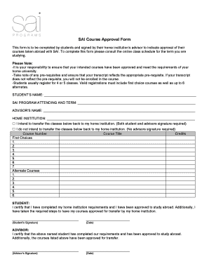 Fillable Online SAI Course Approval Form - SAI Programs Fax Email Print ...