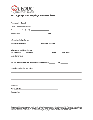 Fillable Online LRC Signage and Displays Request form - City of Leduc ...