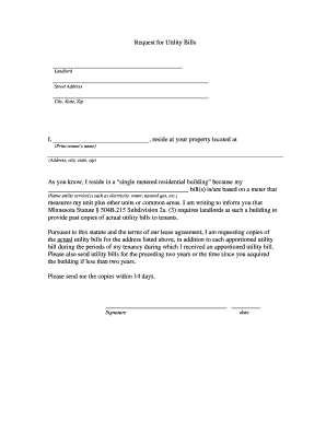 Fillable Online Utility Bill Request Form Ltr Fax Email Print - pdfFiller