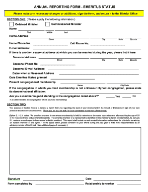Fillable Online ndlcms ANNUAL REPORTING FORM - EMERITUS STATUS Fax ...
