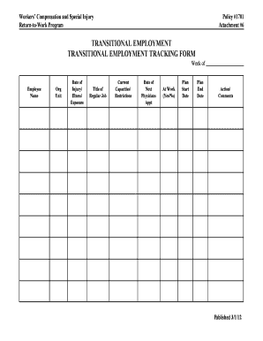 Fillable Online TRANSITIONAL EMPLOYMENT TRANSITIONAL EMPLOYMENT ...