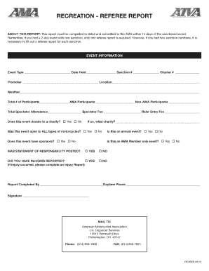 Fillable Online 2014 AMA Referee Report Recreation Fax Email Print ...