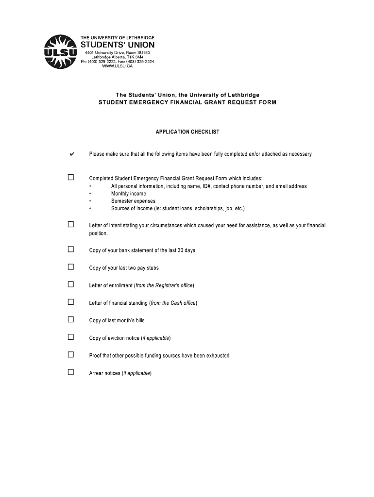Fillable Online ulsu The Students Union the University of Lethbridge ...