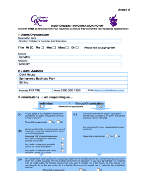 Fillable Online scra gov RESPONDENT INFORMATION FORM - scragovuk - scra ...