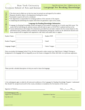 Fillable Online New York University Application for Admission to ...