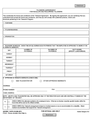 Fillable Online Telework Agreement for Regular and Recurring Telework ...
