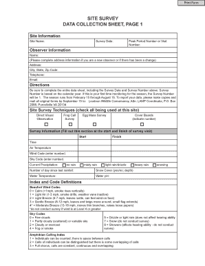 Fillable Online SITE SURVEY DATA COLLECTION SHEET PAGE 1 Fax Email ...