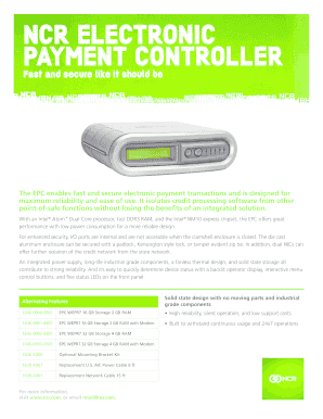 Fillable Online NCR ELECTRONIC PAYMENT CONTROLLER - Home - NCR Fax ...