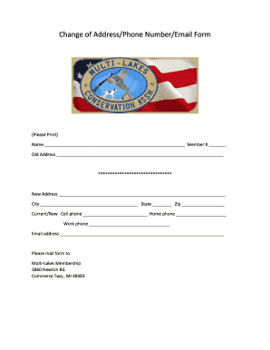 Fillable Online Online Change of Address Form - Multi-Lakes Fax Email Print - pdfFiller