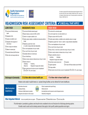 Fillable Online ipro READMISSION RISK ASSESSMENT CRITERIA CHECK ALL ...