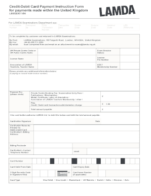 Fillable Online Credit-Debit Card Payment Instruction Form for payments ...