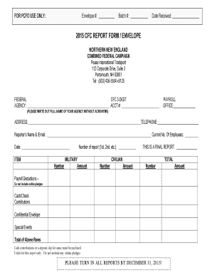 Fillable Online wp northernnewenglandcfc 2015 CFC Pledge Report ...