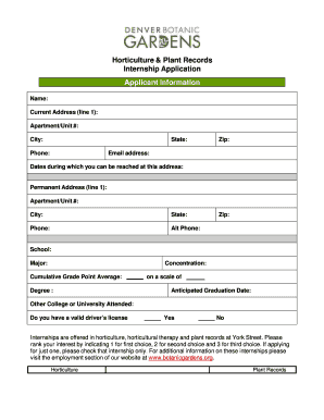 Fillable Online botanicgardens Horticulture Plant Records Internship ...
