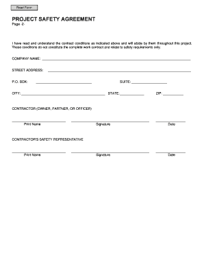 Fillable Online Project Safety Agreement - Revised 9-21-07doc Fax Email ...