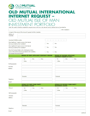 Fillable Online OLD MUTUAL INTERNATIONAL INTERNET REQUEST OLD MUTUAL ...