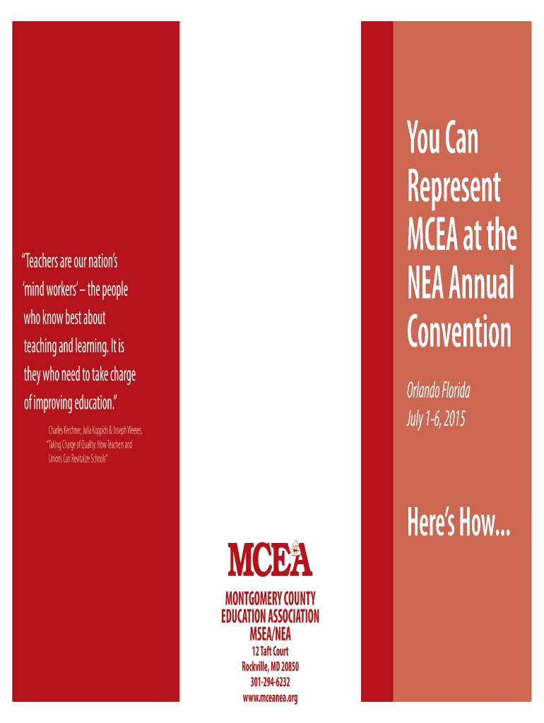 Fillable Online mceanea You Can Represent MCEA at the NEA Annual ...