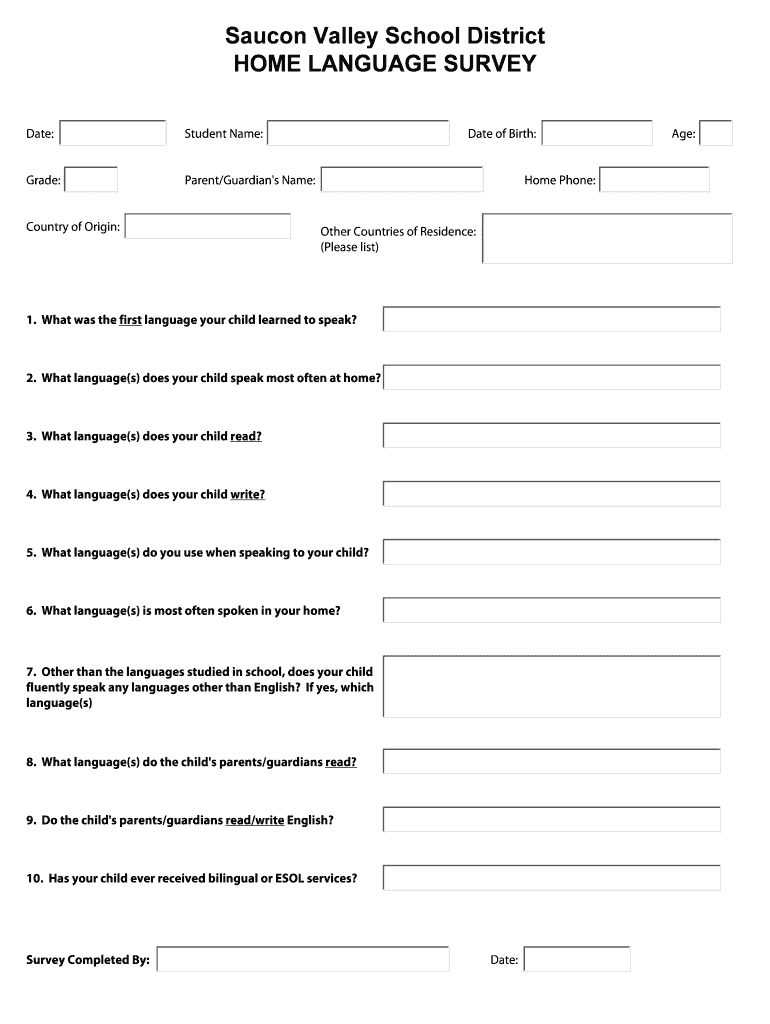 Fillable Online svpanthers Saucon Valley School District HOME LANGUAGE ...