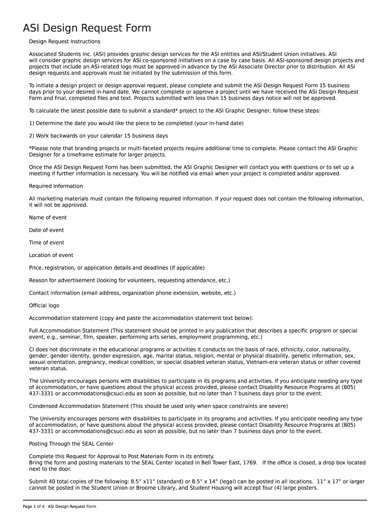 Fillable Online ASI Design Request Form ASI Administration Form Fax Email Print - pdfFiller