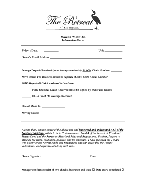 Fillable Online Move In Move Out Information Form Fax Email Print ...