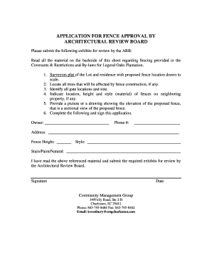 Fillable Online APPLICATION FOR FENCE APPROVAL BY Fax Email Print ...