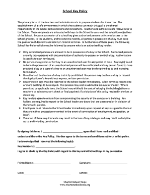 Fillable Online charterschooltools School Key Policy - Charter School ...