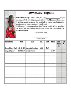 Fillable Online Pledge Sheet.docx Fax Email Print - pdfFiller