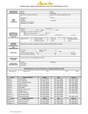 Fillable Online Preliminary Spill Assessment and QI Notification Form ...