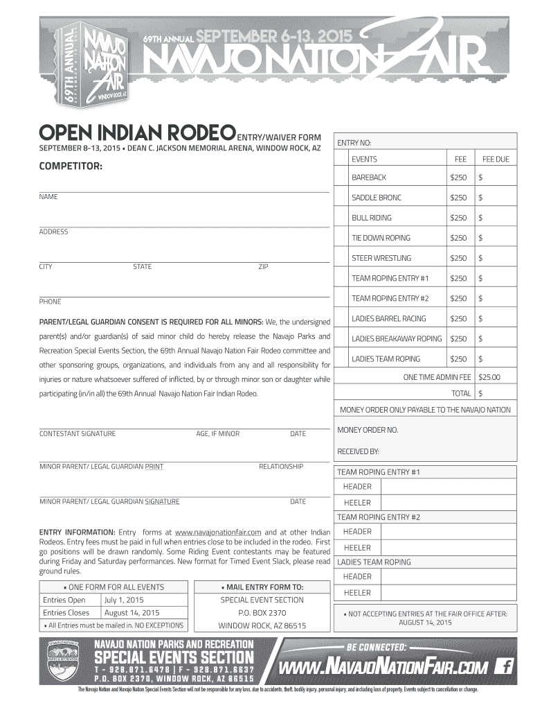 Fillable Online OPEN INDIAN RODEOENTRYWAIVER FORM Fax Email Print ...