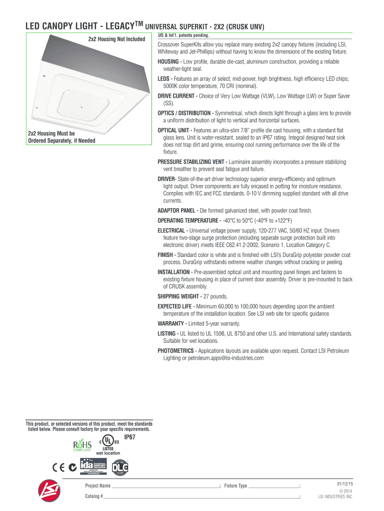 Fillable Online LSI LED Light - Legacy CRUSK UNV Fax Email Print ...