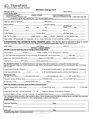 Fillable Online Merchant change form 2010 - merchantsvcscom Fax Email ...