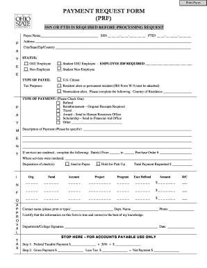 Fillable Online PAYMENT REQUEST FORM - Mechanical and Aerospace Engineering Fax Email Print ...