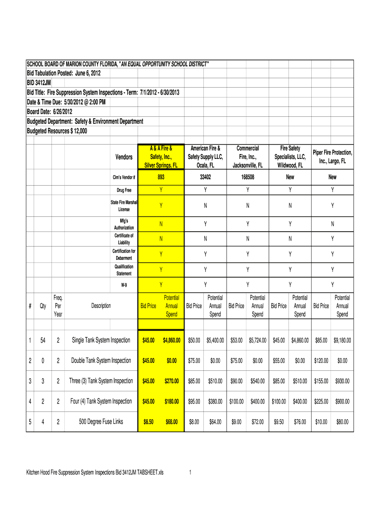 Fillable Online marion k12 fl Fire Suppression System Inspections ...