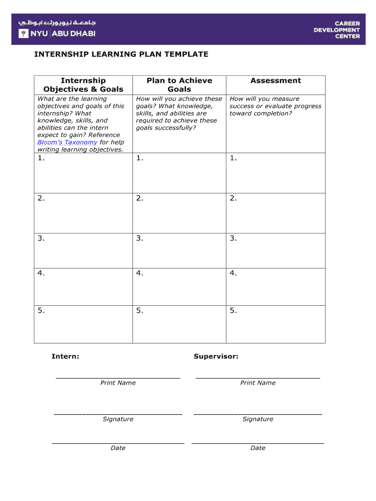Fillable Online internship-learning-plan-templatedocx Fax Email Print ...
