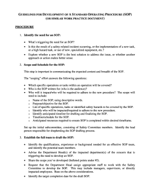 Fillable Online GUIDELINES FOR DEVELOPMENT OF A STANDARD OPERATING ...