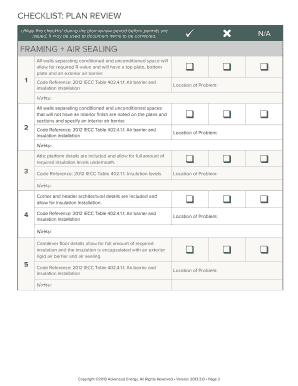 Fillable Online advancedenergy Success with 2012 IECC Checklists for ...
