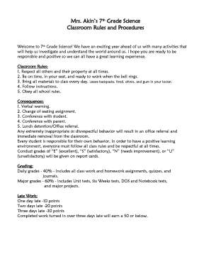 Fillable Online iisd1 Mrs Akins 7th Grade Science Classroom Rules and ...