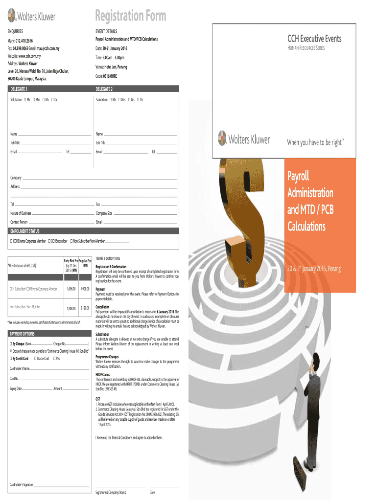 Fillable Online Payroll Administration and MTDPCB Calculations Fax Email Print - pdfFiller