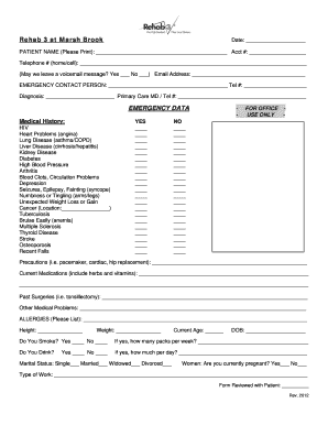 Fillable Online Rehab 3 at Marsh Brook Fax Email Print - pdfFiller