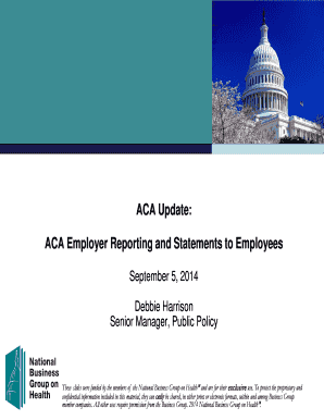 Fillable Online businessgrouphealth ACA Update ACA Employer Reporting ...