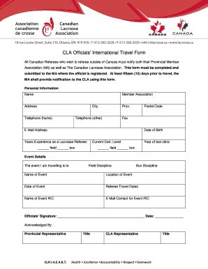 Fillable Online 2014 Officials International Travel Form Fax Email ...