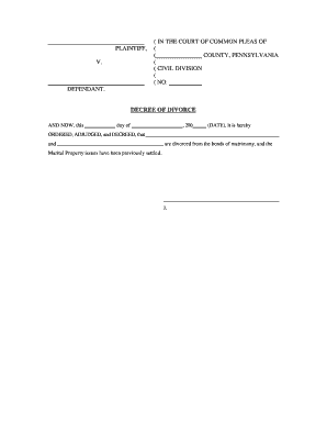 Fillable Online DECREE OF DIVORCE - divorcepapersformscom Fax Email ...